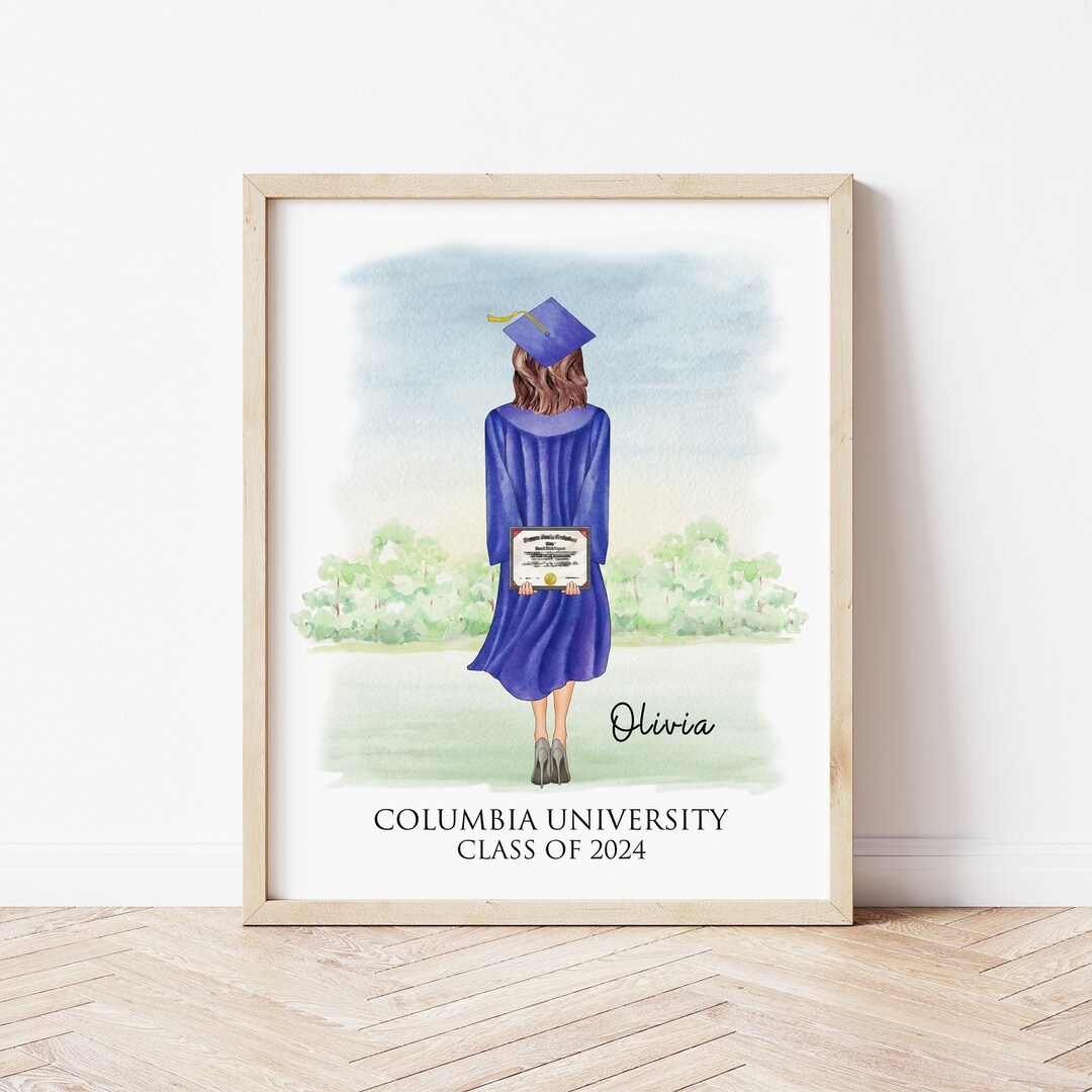 Personalized Graduation Portrait Print, Girl Graduation Gift ...
