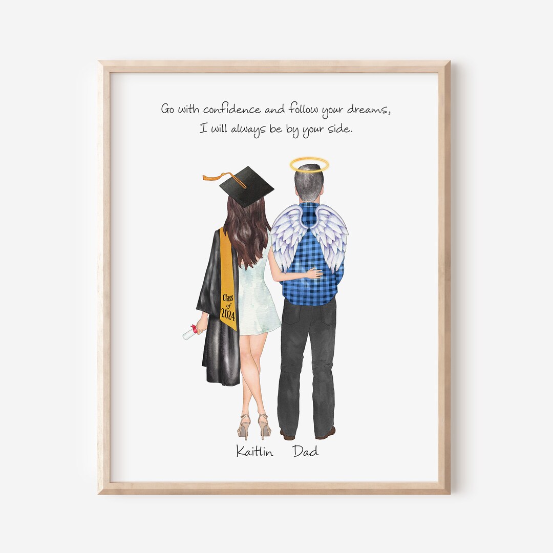 Personalized Graduation Memorial Family Portrait, Dad in Heaven, Dad in ...