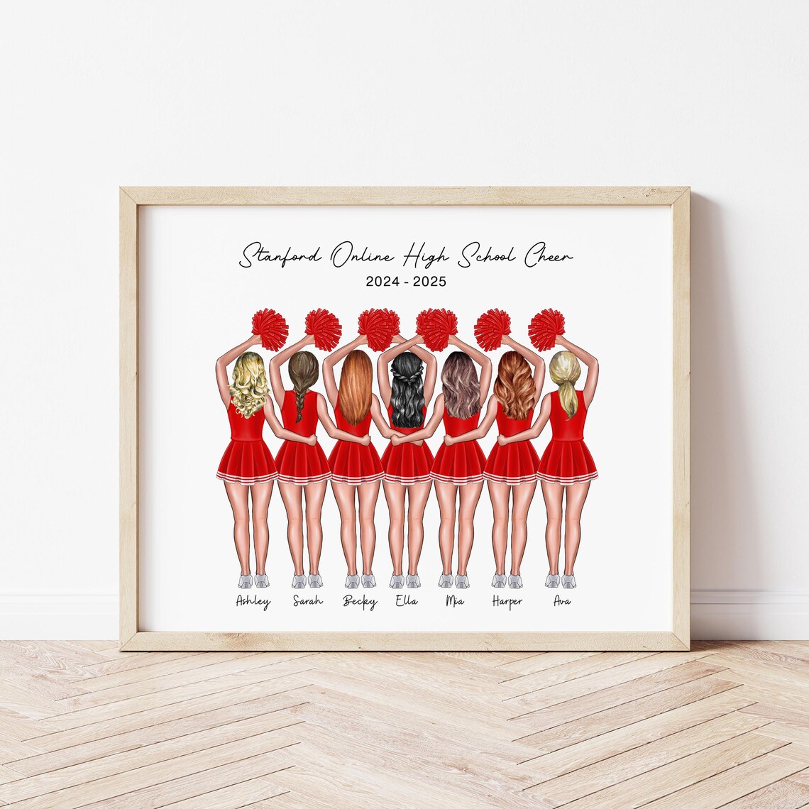 Personalized Cheer Team Gift, Custom Cheerleader Print, Cheerleader ...