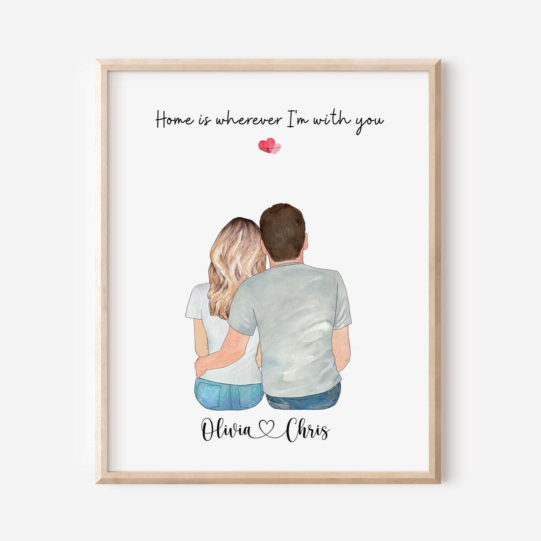 Personalized Couple Portrait,custom Couple Print,couple Wall Art ...