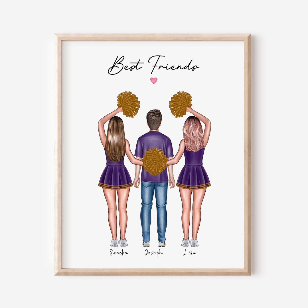 Custom Cheer Boys and Girls Portrait Print, Cheer Team Print Gift ...