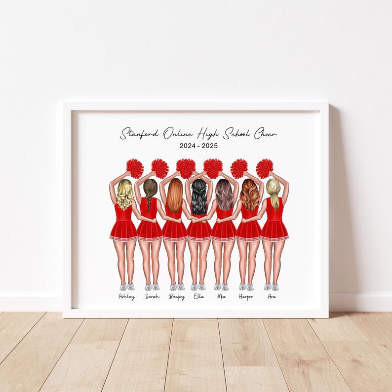 Personalized Cheer Team Gift, Custom Cheerleader Print, Cheerleader ...