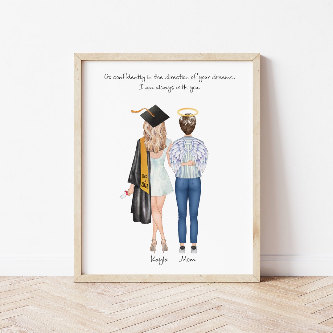 Personalized Graduation Memorial Family Portrait, Mom in Heaven, Mom in ...