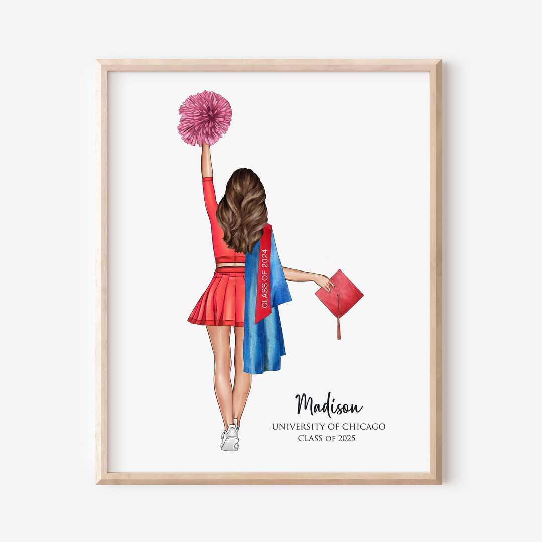 Personalized Cheerleader Graduation Print, Cheerleader Portrait Print ...