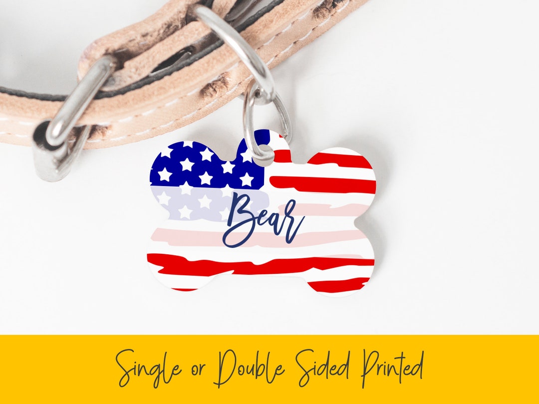 Patriotic Personalized Dog Tag, American Flag Dog Tag, Pet ID Tag, Dog ...