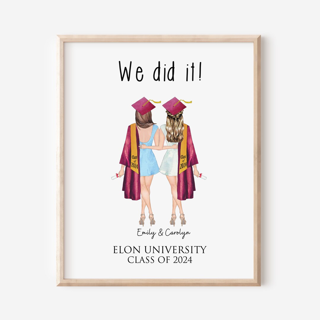 Personalized Friends Graduation Portrait, 2 Friends Graduation Print ...