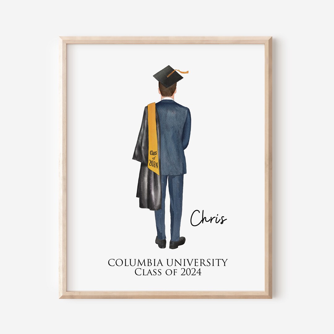 Personalized Graduation Portrait Print, Boy Graduation Gift, University ...