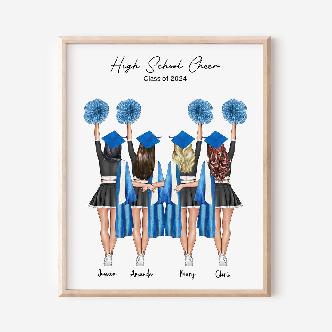 Personalized Cheerleader Graduation Print, Graduation Cheer Team Gift ...