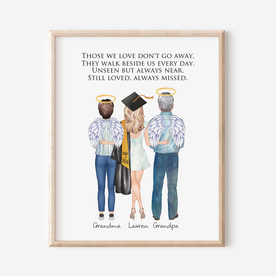 Personalized Graduation Memorial Family Portrait Print, Grandparents in ...