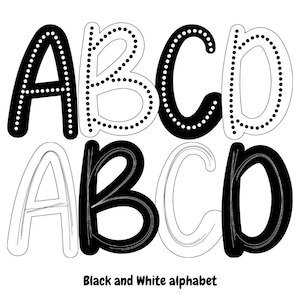 Black and White Dot and Scribble Doodle Alphabet , Letters Bulletin ...