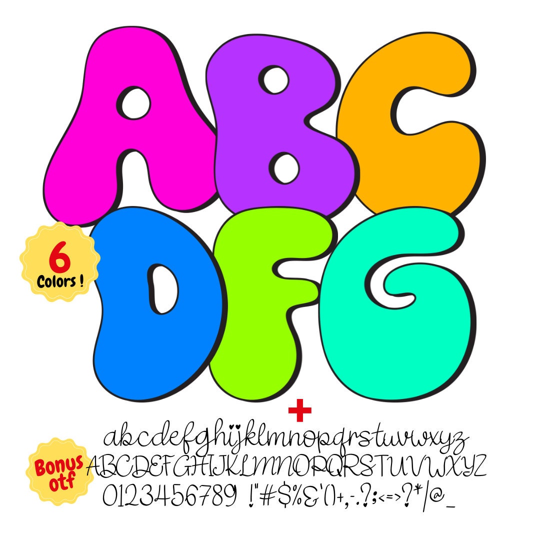 Groovy Alphabet Png, Retro Letters Png, Bright Neon Color Palette ...