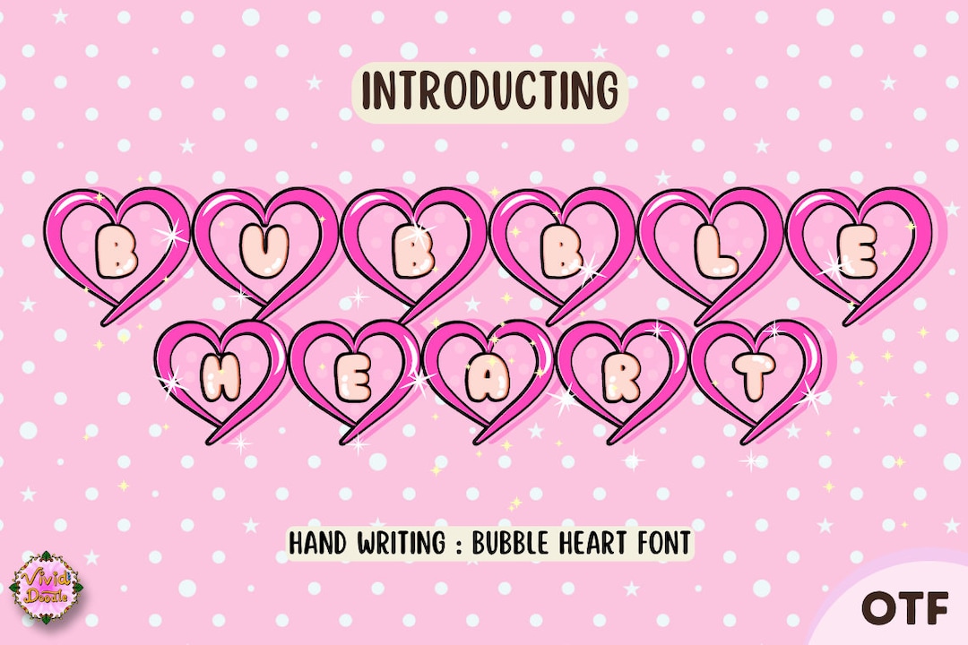 Bubble Heart Font Procreate, Letter Fonts Procreate Designer Fonts ...