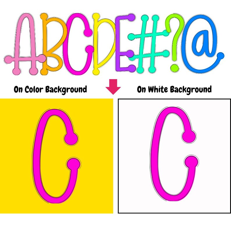 Vibrant Neon Doodle Alphabet PNG Set Bright, Colorful Handwritten Font ...
