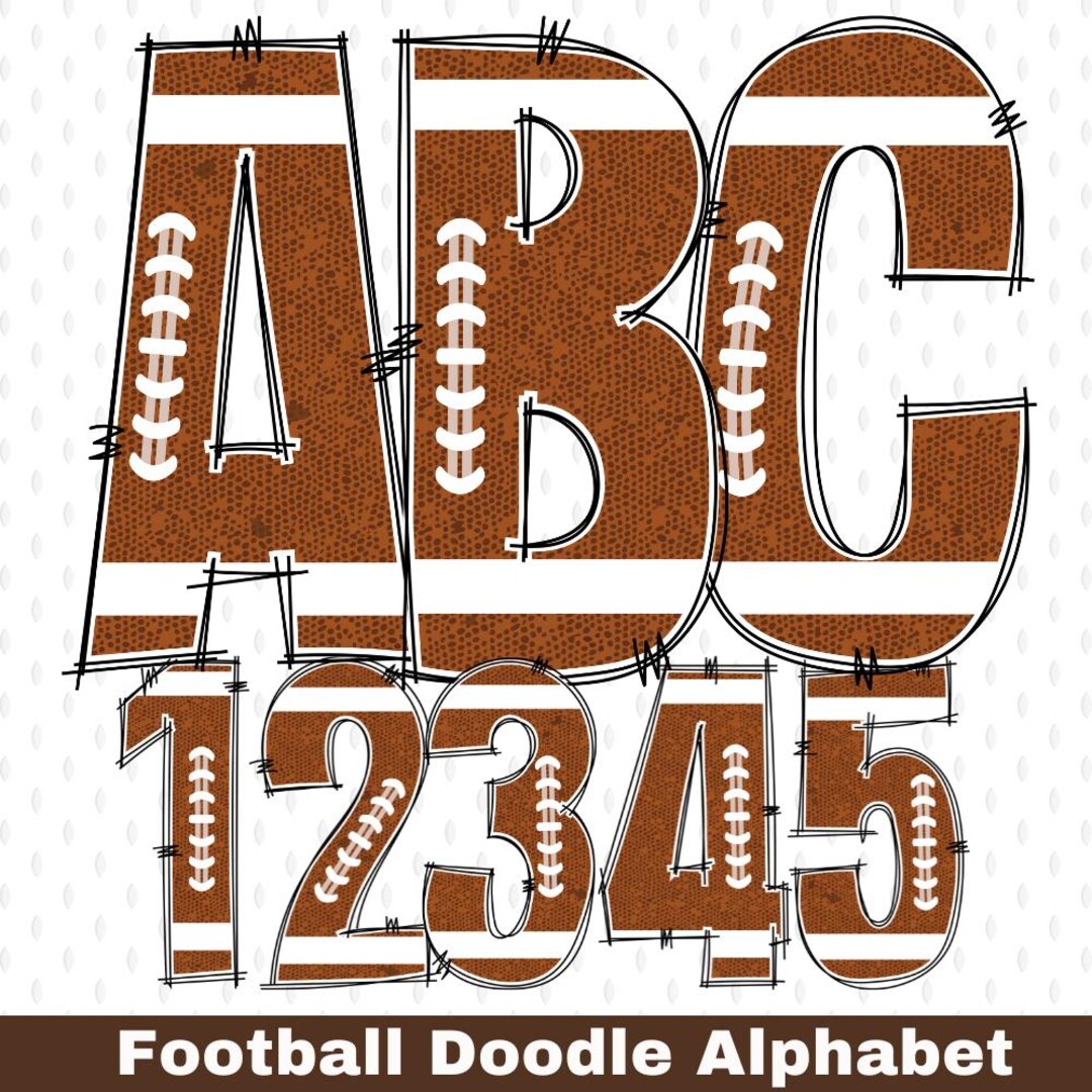 American Football Doodle Alphabet Png | Varsity Font Png | Football ...