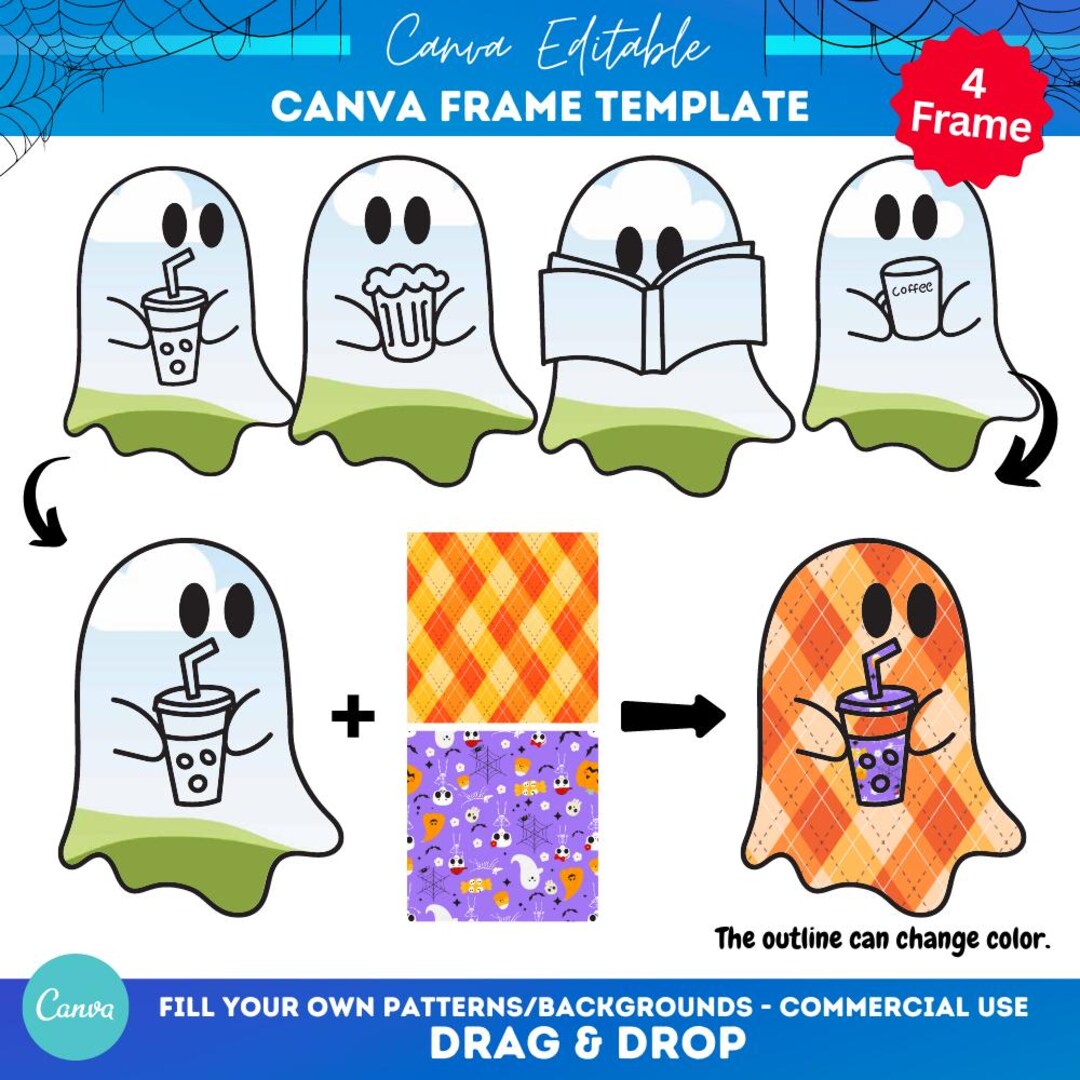 Ghost Canva Frames Editable | Canva Template | Drag & Drop Frames ...