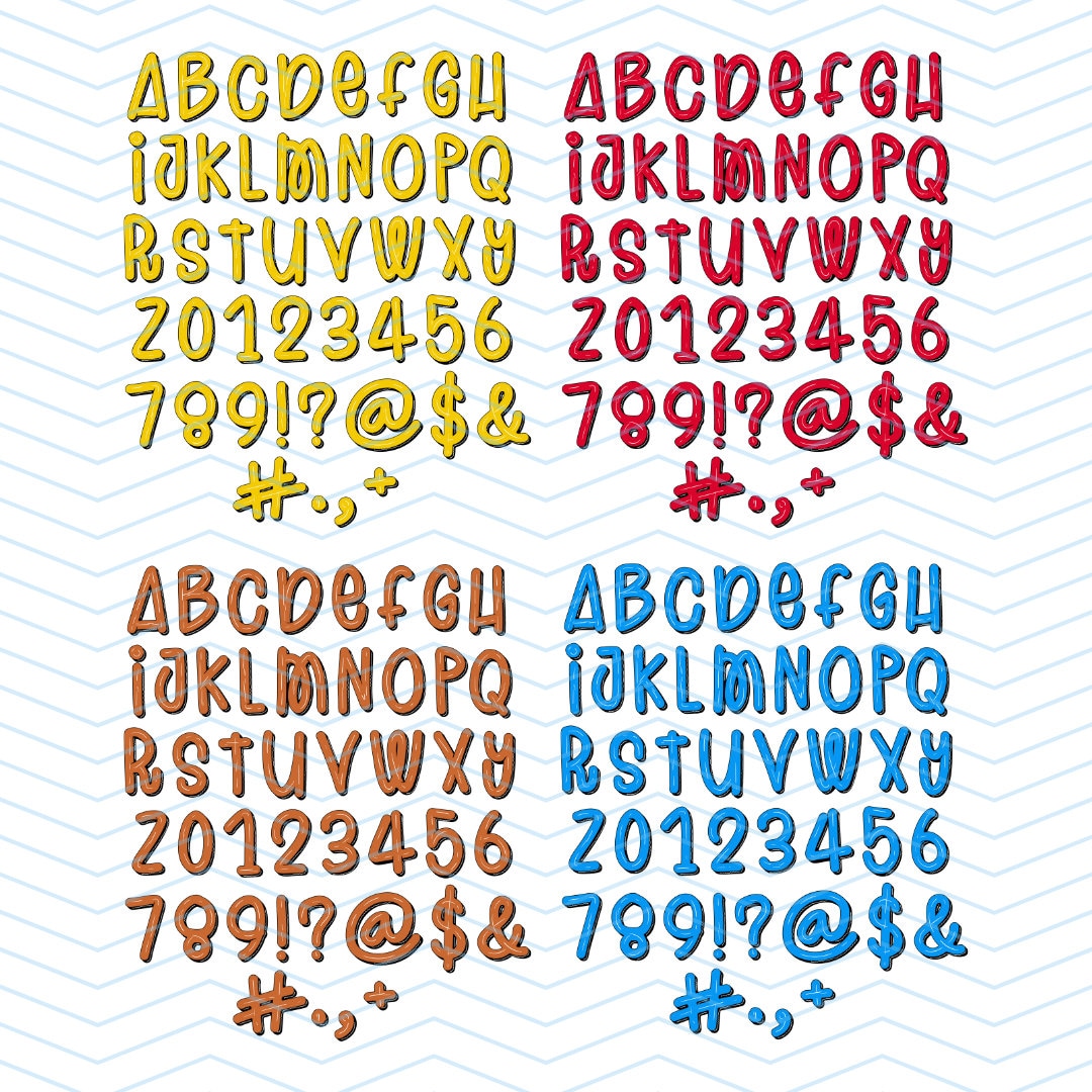Summer Scribble Doodle Font: Colorful, Bright Alphabet Set PNG for ...
