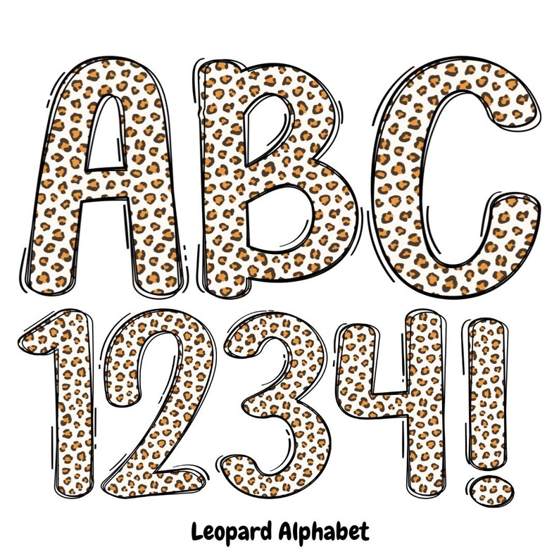 Leopard Doodle Font | Wild Spotted Alphabet PNG | Uppercase, Lowercase ...