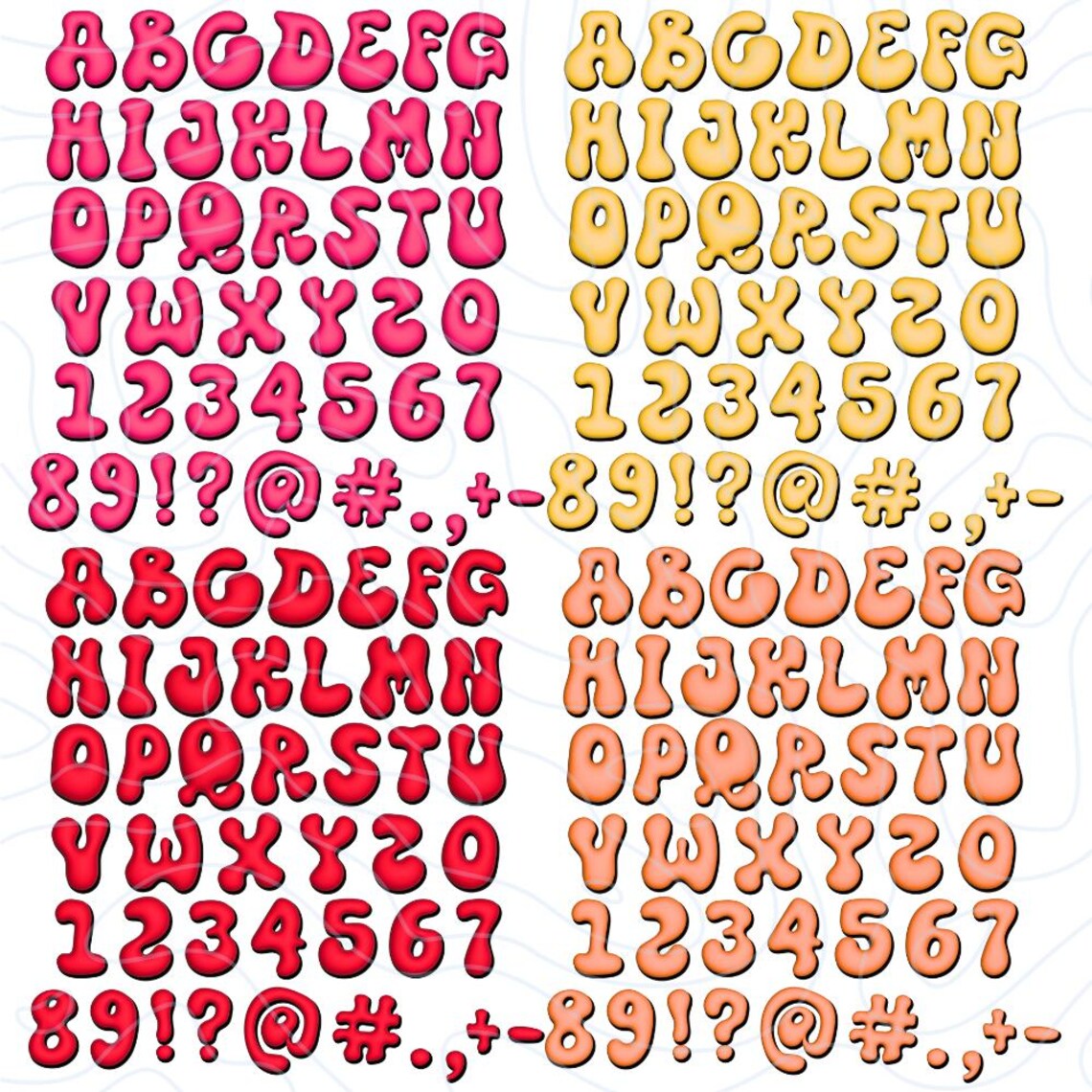 Neon Chubby Groovy Back to School 3D Inflated Puffy Alphabet & Numbers ...