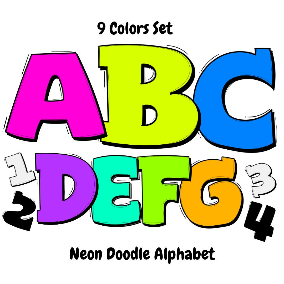 Colorful Alphabet Png, Retro Letters Png, Bright Neon Color Palette ...