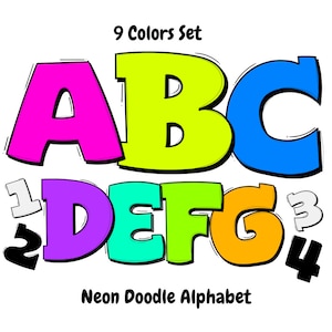 Colorful Alphabet Png, Retro Letters Png, Bright Neon Color Palette ...