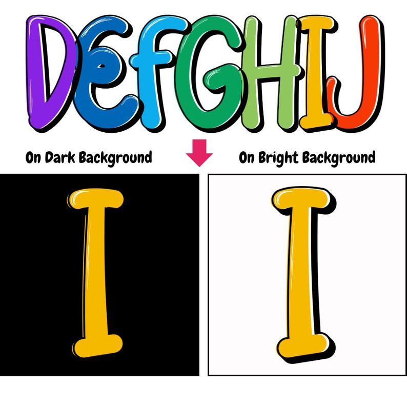 Neon Overlap Letter Font: Cute, Bubble, Handwritten, Doodle Alphabet ...