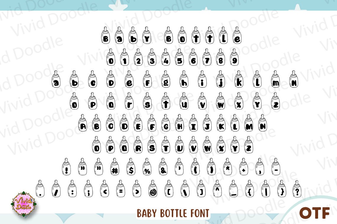 Baby Bottle Font Bubble Font Procreate, Cute Fonts for Cricut, Font ...