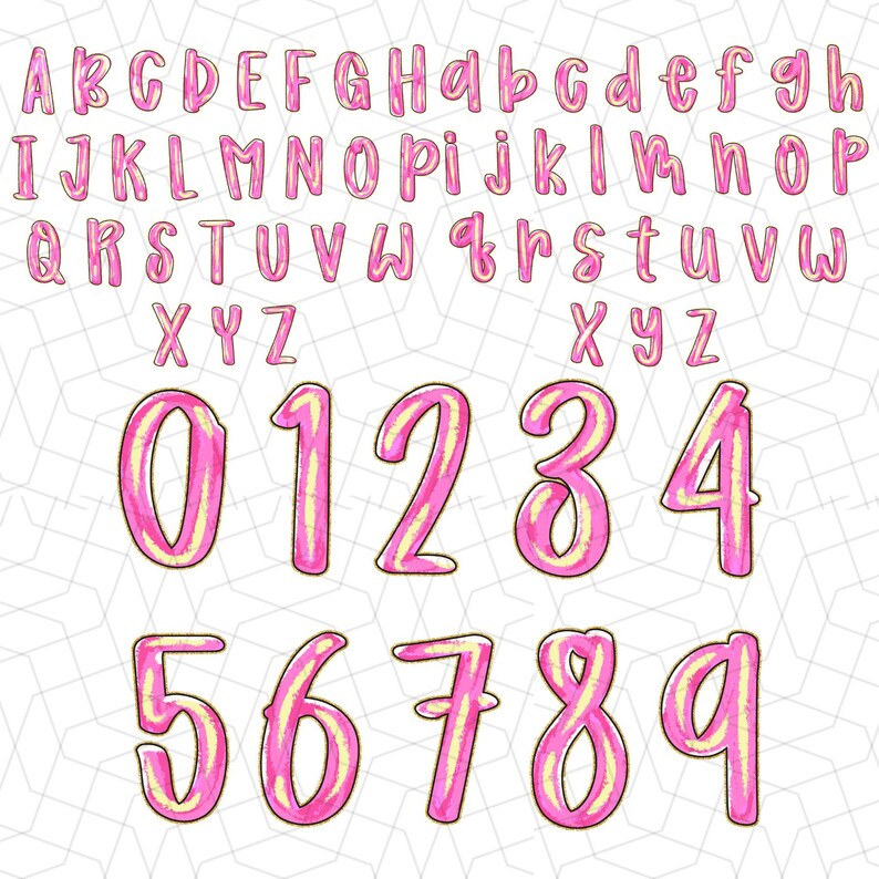 Preppy Valentine's Day Alphabet PNG | Doodle Alpha Font | Valentine ...