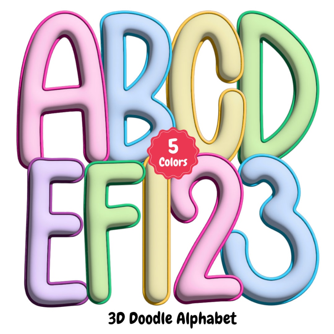 Back to School 3D Inflated Puffy Neon Alphabet & Numbers: 3D Letter ...