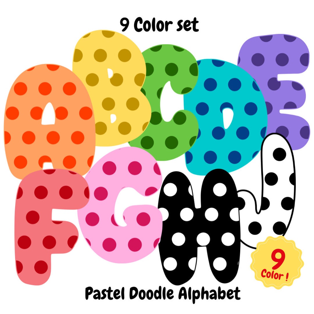 Polka Dot Alphabet & Numbers PNG: Trendy Back to School, Pastel ...