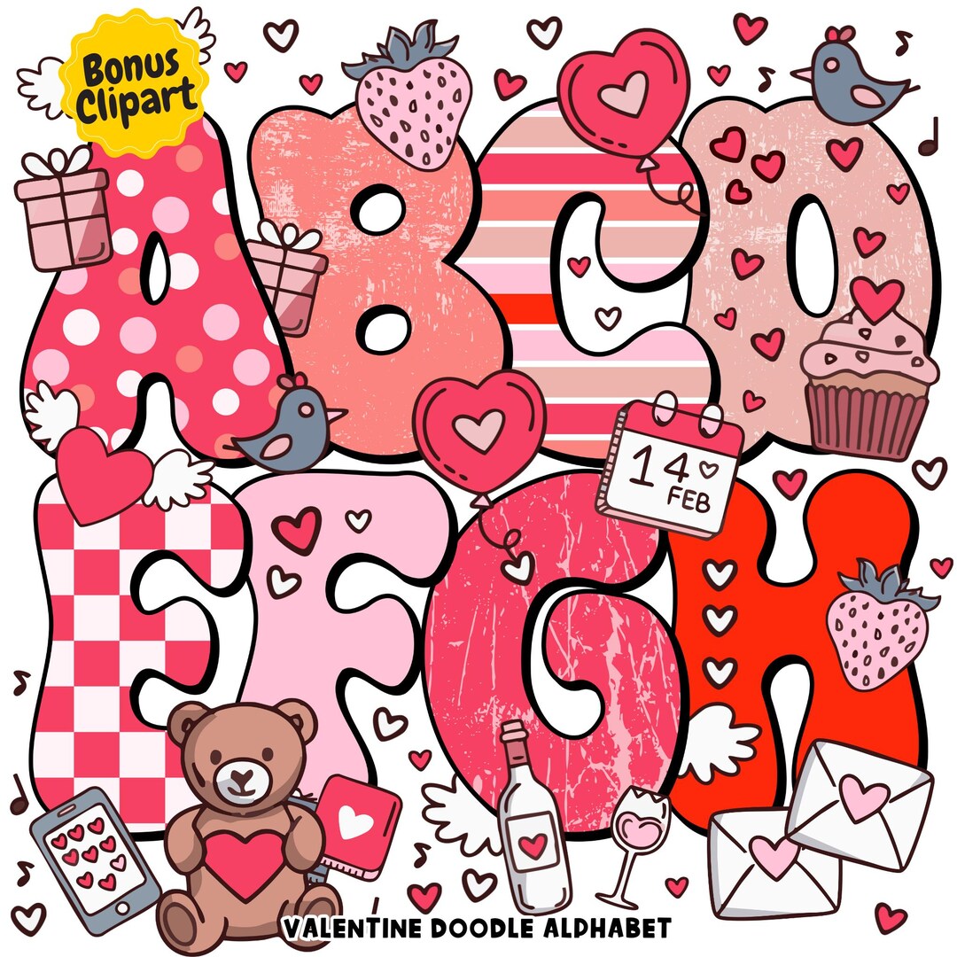 Valentine Alphabet Png | Christian Valentines Png | Retro Valentine Png ...