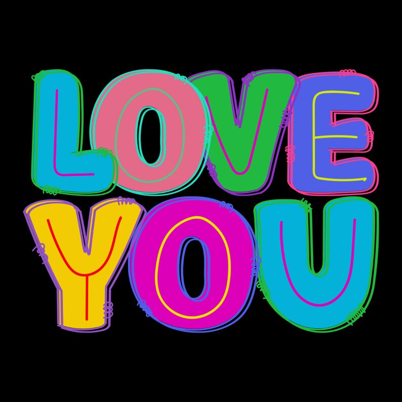 Neon Doodle Letters & School Alphabet PNG Bright, Colorful Alpha Set ...