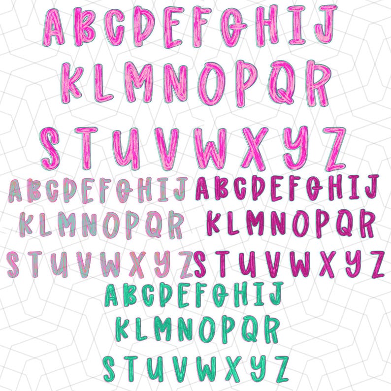 Preppy Brush Stroke Valentine Alphabet Png | Doodle Alpha Font Letter ...
