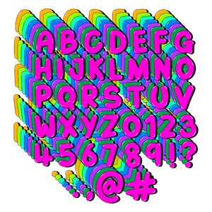 Colorful Alphabet Png, Bubble Letters Png, Bright Neon Color Palette ...