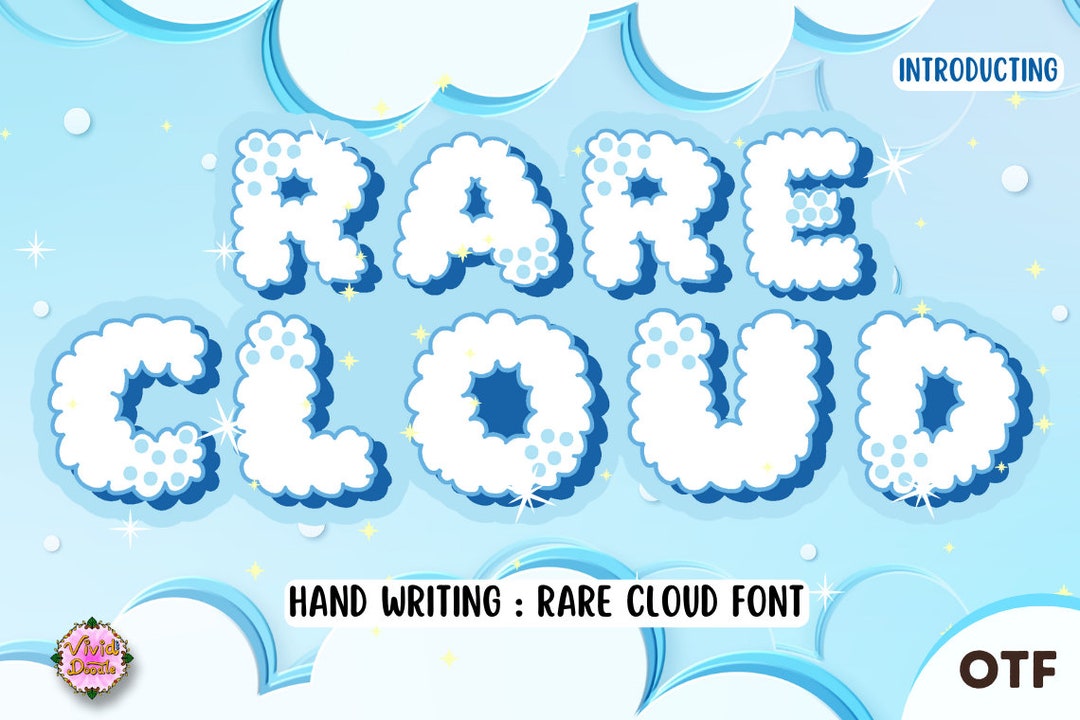 Rare Cloud Bubble Font Procreate, Cute Fonts for Cricut, Font Bundle ...