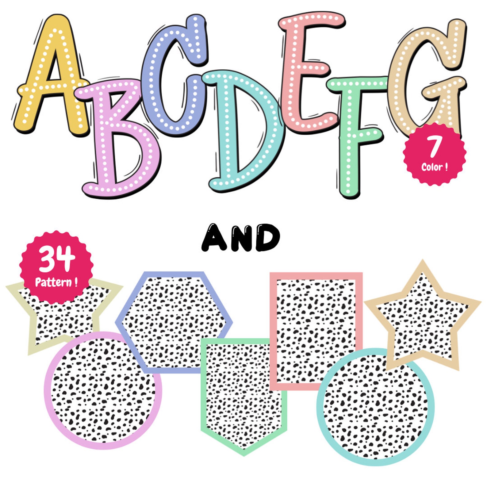 Bright Dalmatian Dot Pastel Classroom Bundle With Background Png ...