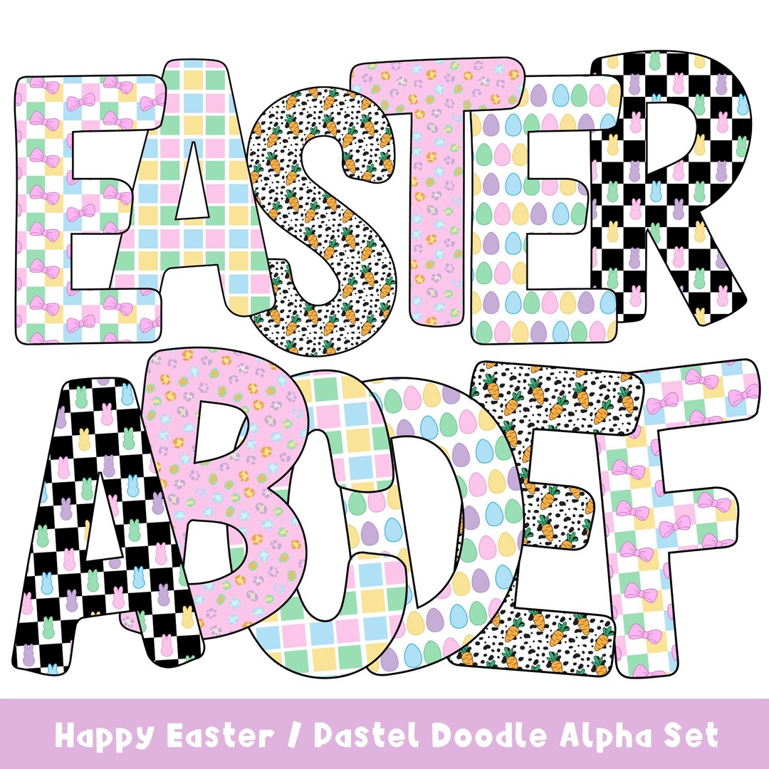 Pastel Easter Bunnies Alphabet | Sublimation Alpha Set | Happy Easter ...