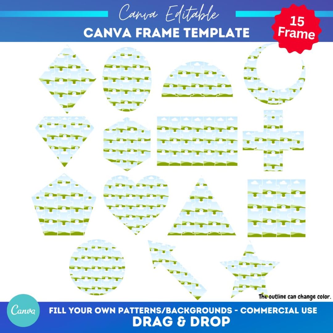 Puzzle Canva Frames Template | Hearts Mockup Frame | Drag and Drop ...
