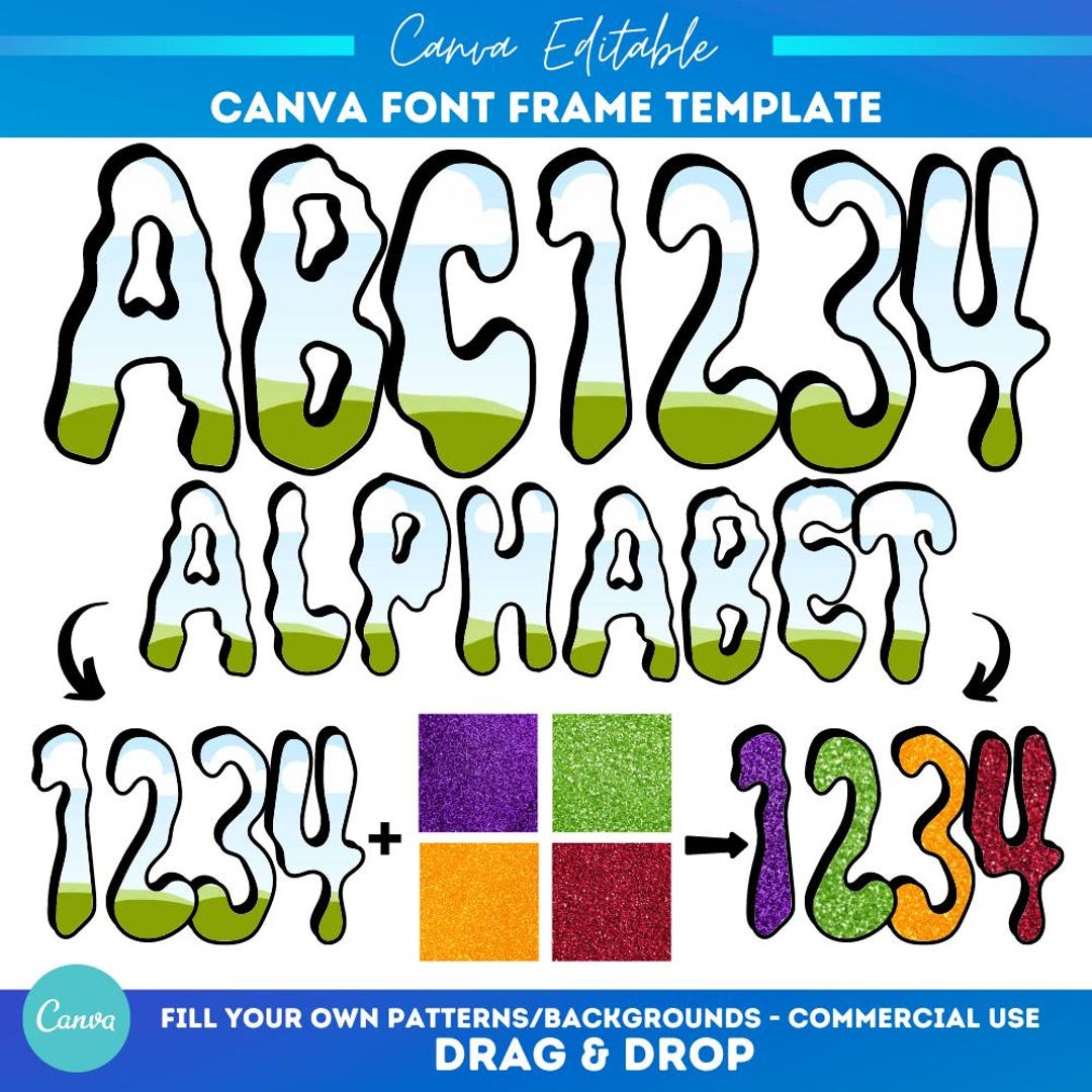Horror Canva Doodle Letter Alphabet Frame | Editable Groovy Font ...