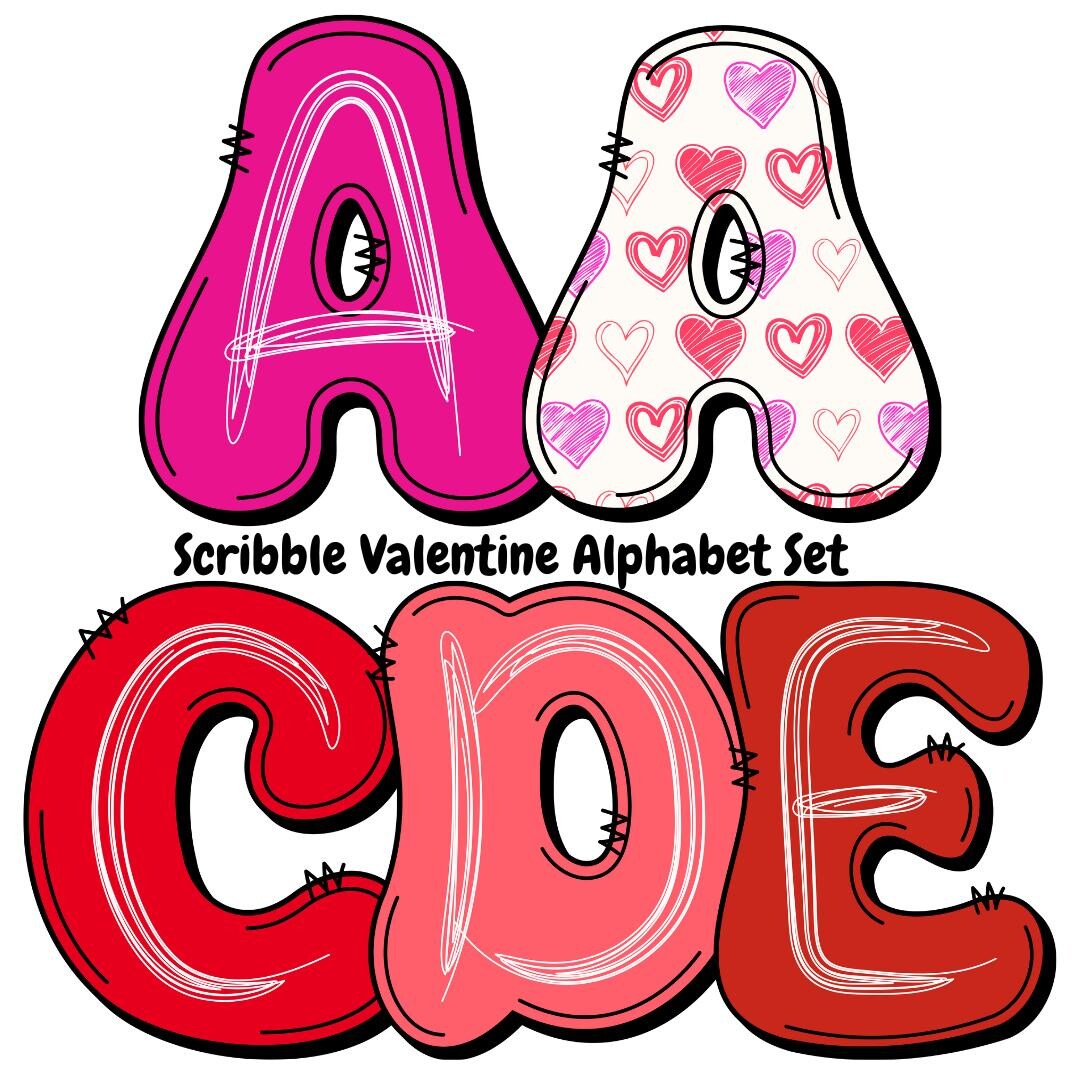 Scribble Valentine Heart Alphabet Png | Love Letter Valentines Png ...