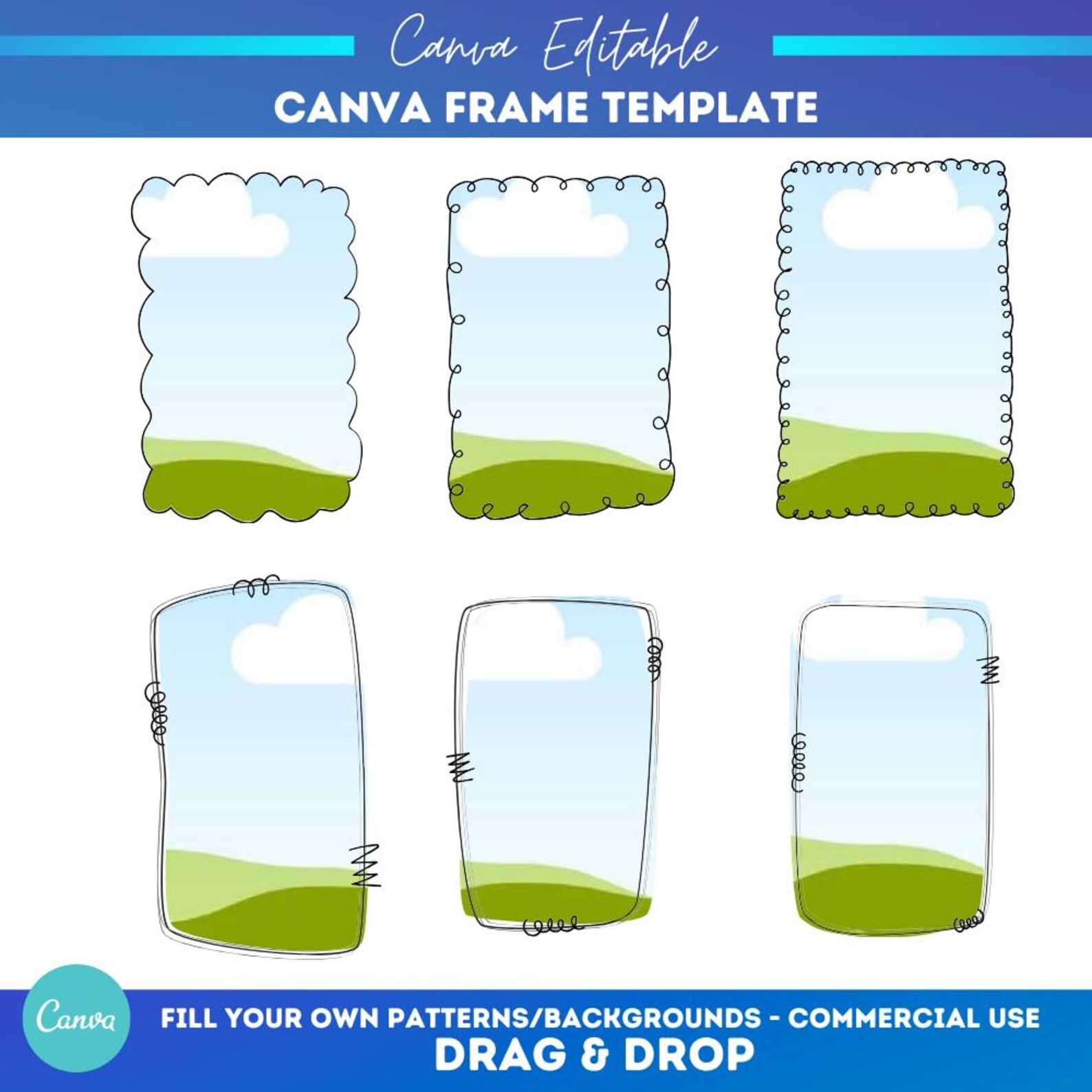Frame and Preppy Dot Letters and Numbers Bundle Canva Frame Template ...