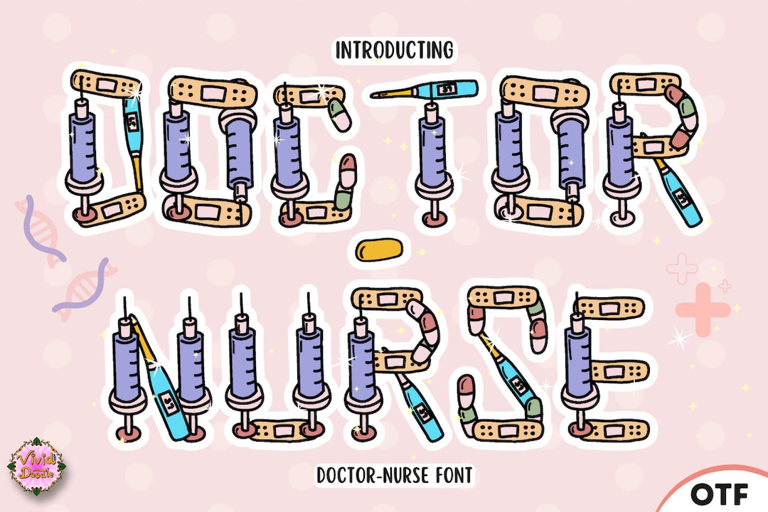 Doctor Nurse Font Procreate, Cute Fonts for Cricut, Font Bundle for ...