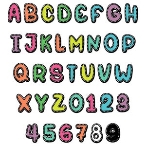 School Letters Png, Bright Neon Dalmatian Dots Font Png , Polka Dot ...
