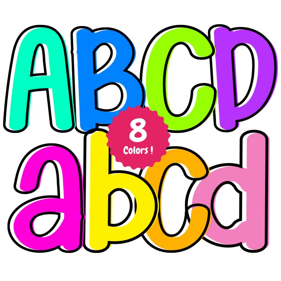 Cute Neon Bulletin Board Doodle Letters Back to School: Kindergarten ...