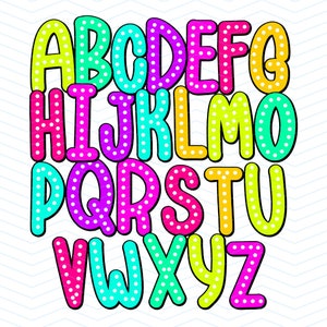Bright Neon, Polka Dot Alphabet Png, Marquee Letters Png, Doodle Dot ...