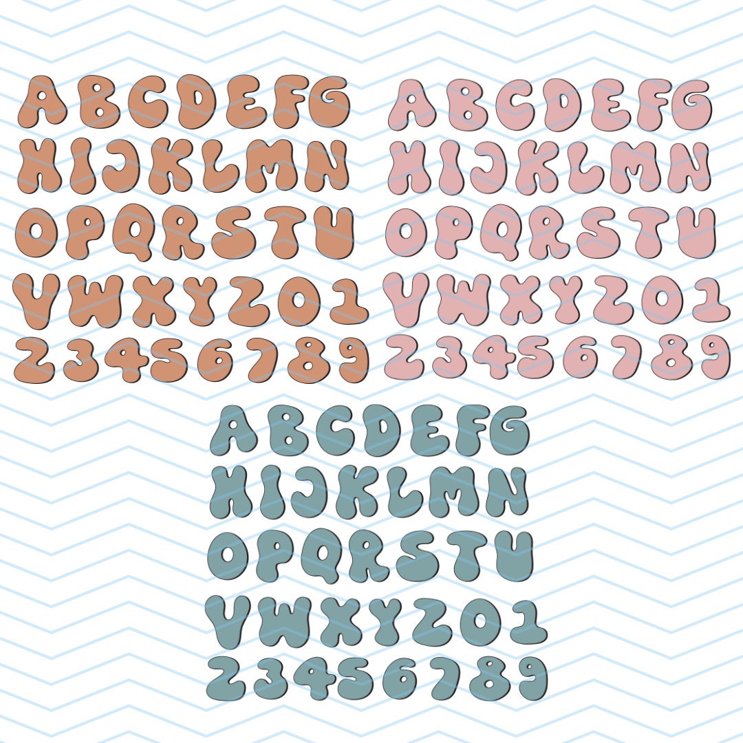 Retro Letters Png, Groovy Alphabet Png, Retro Letters PNG, Boho Color ...