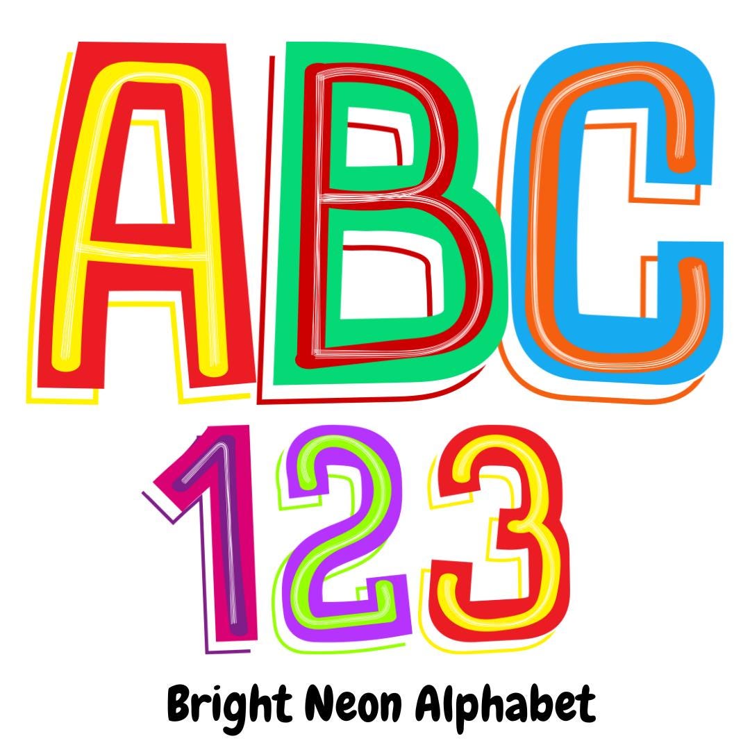 Neon Bulletin Board Doodle Letters Back to School: Kindergarten ...