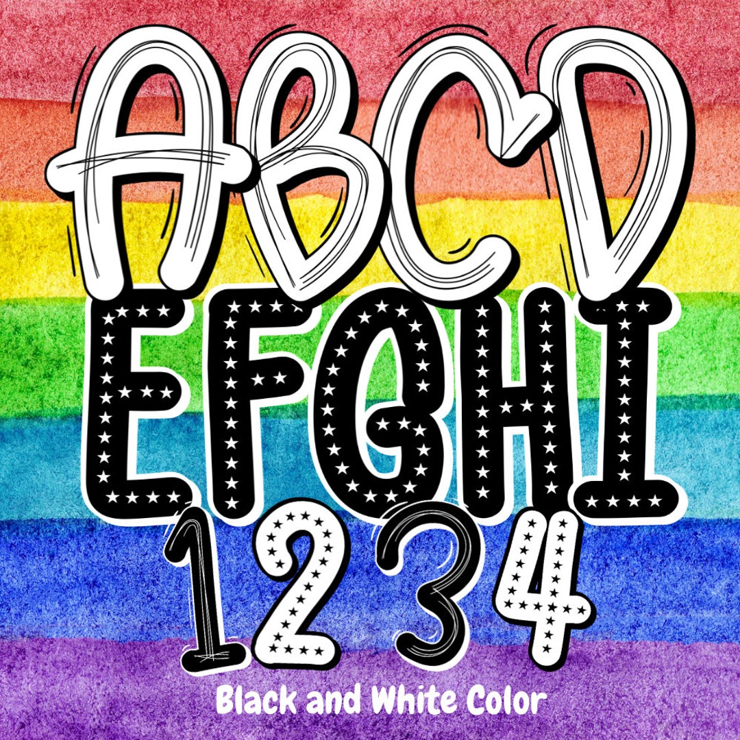 Duo Doodle Alphabet, Black & White Star and Scribble Letters Bulletin ...