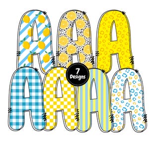 Preppy Summer Lemon Alphabet PNG | Summer Vibes Letter | Lemons Doodle ...