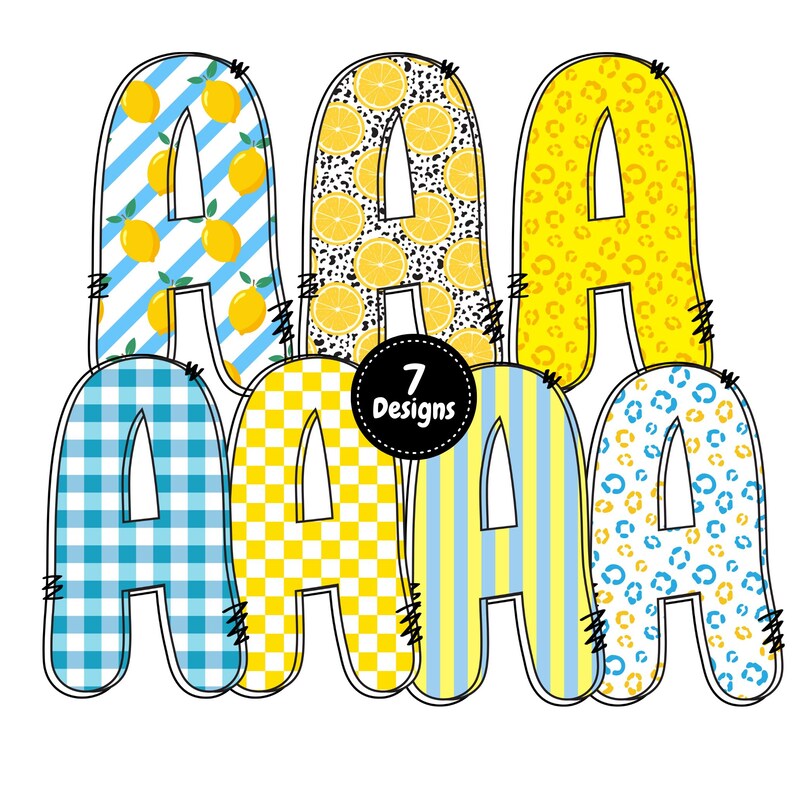 Preppy Summer Lemon Alphabet PNG | Summer Vibes Letter | Lemons Doodle ...