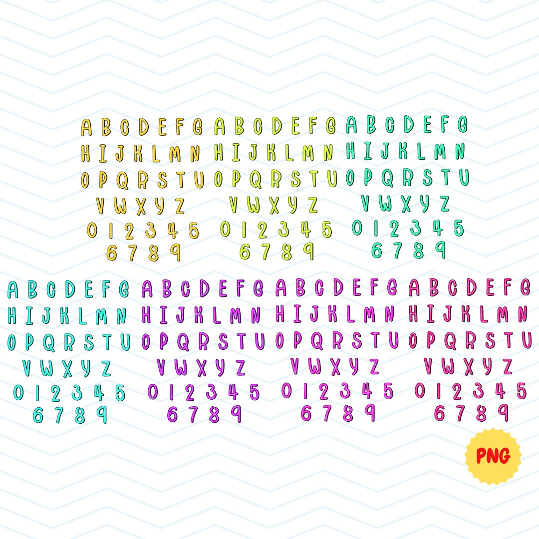 Neon Alphabet Png, Alpha Sets Bundle, Polka Dot Alphabet Png, Marquee ...